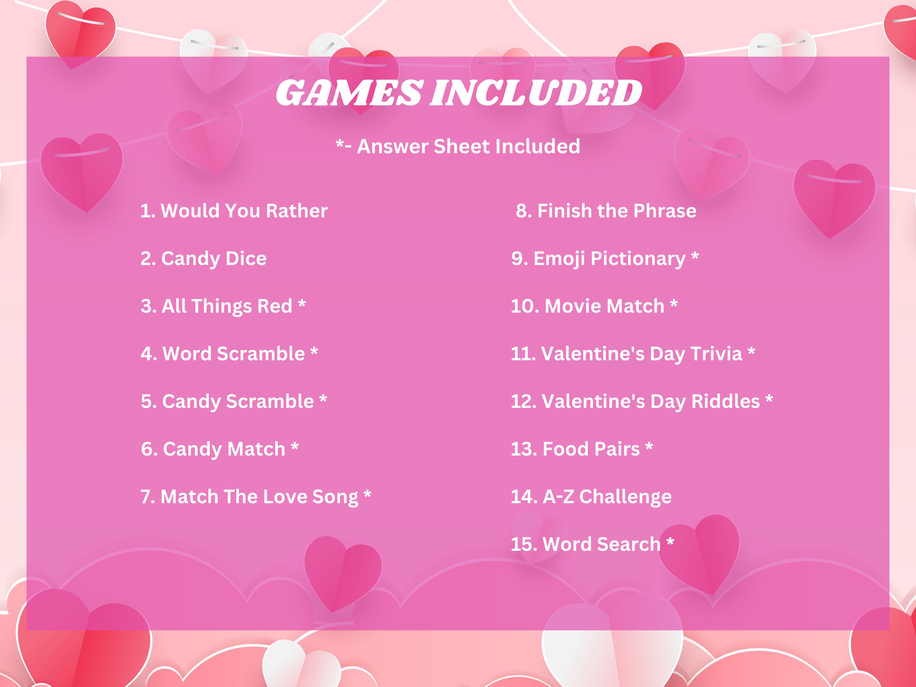 Printable Valentine's Day Games Bundle | Valentines Party Game Package ...