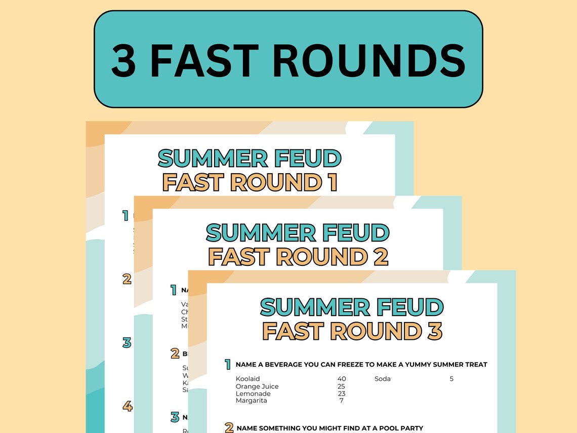Printable Summer Feud Game | Summer Family Feud Game Show | Summer ...