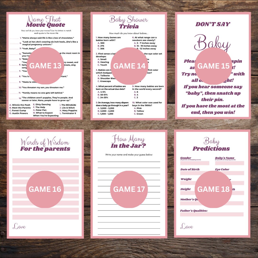 Printable Baby Shower Game Bundle | Baby Shower Games | Baby Shower ...