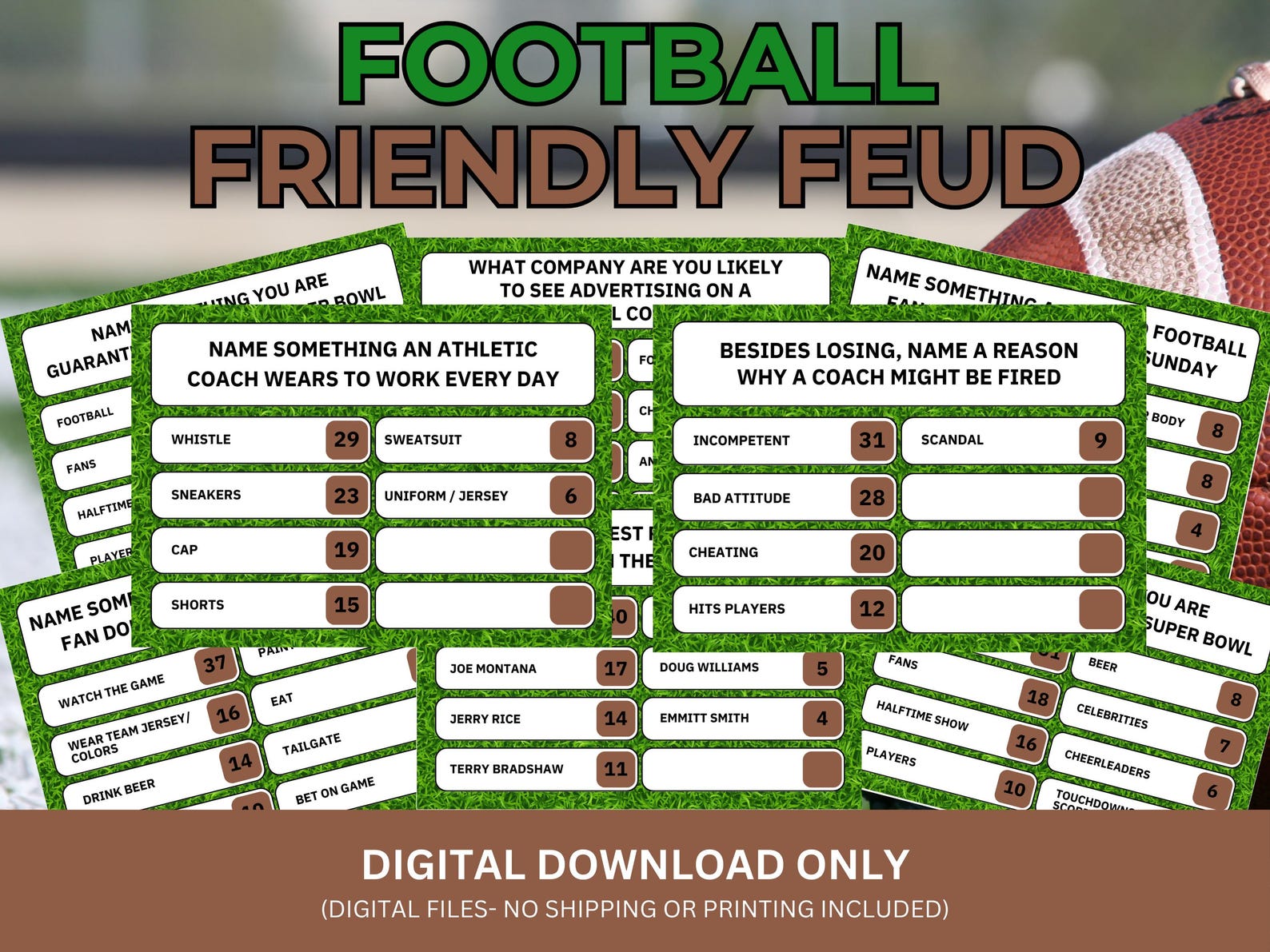 Football Party Friendly Feud Game | Printable Superbowl Game | Family ...