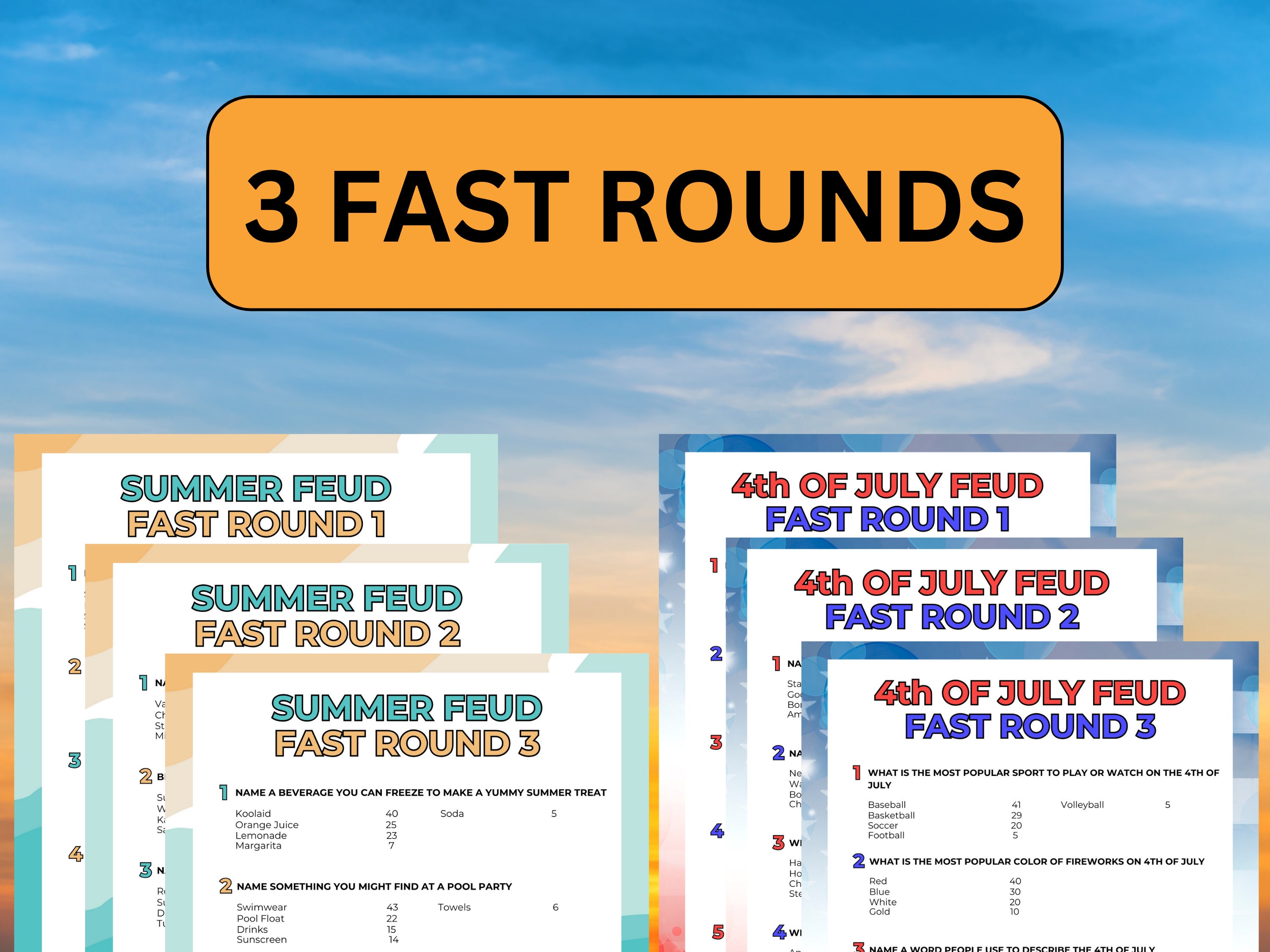 Printable 4th of July Feud Game | Independence Day Friendly Feud Game ...