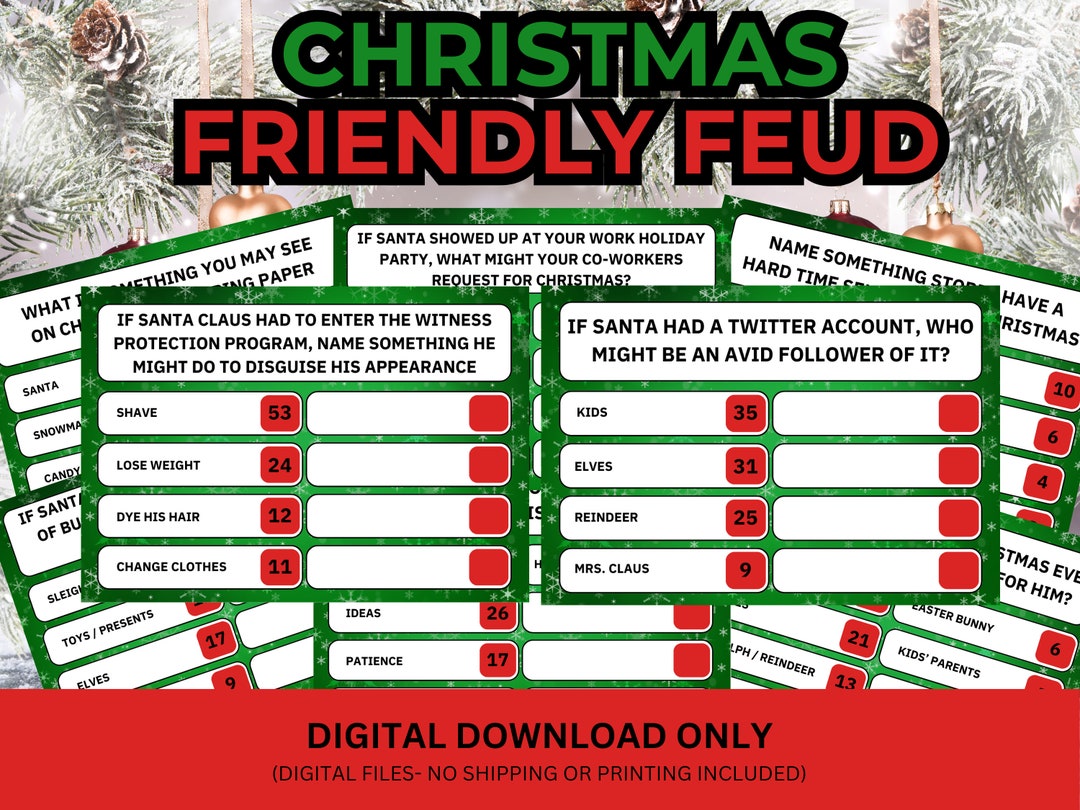 Printable Christmas Friendly Feud Game | Christmas Party Game Printable ...