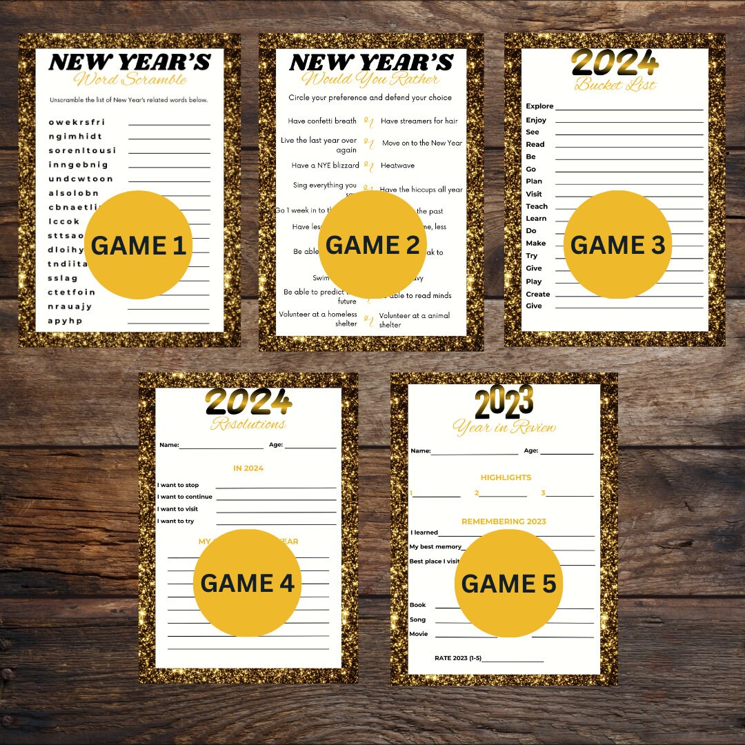 Printable New Year's Game Bundle | New Year's Party Games | New Year's ...