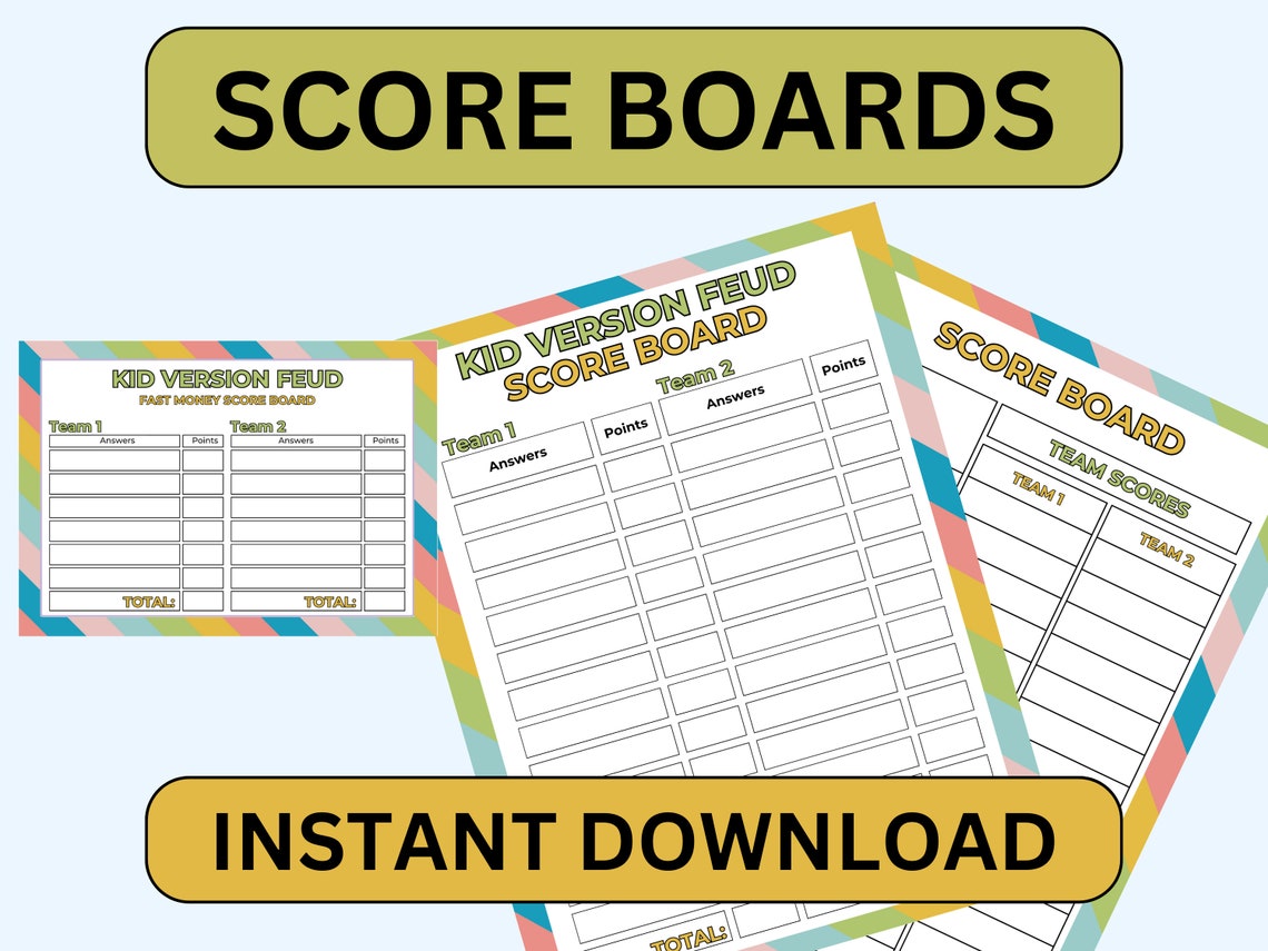 Kid Version Friendly Feud Game | Printable Family Feud Questions ...