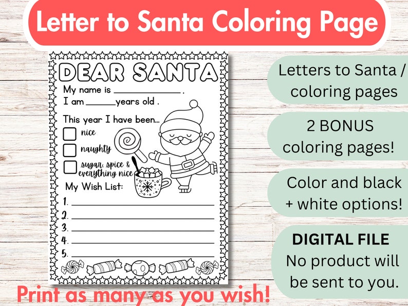 Letter to Santa | Letter to Santa Printable | Christmas Printable ...
