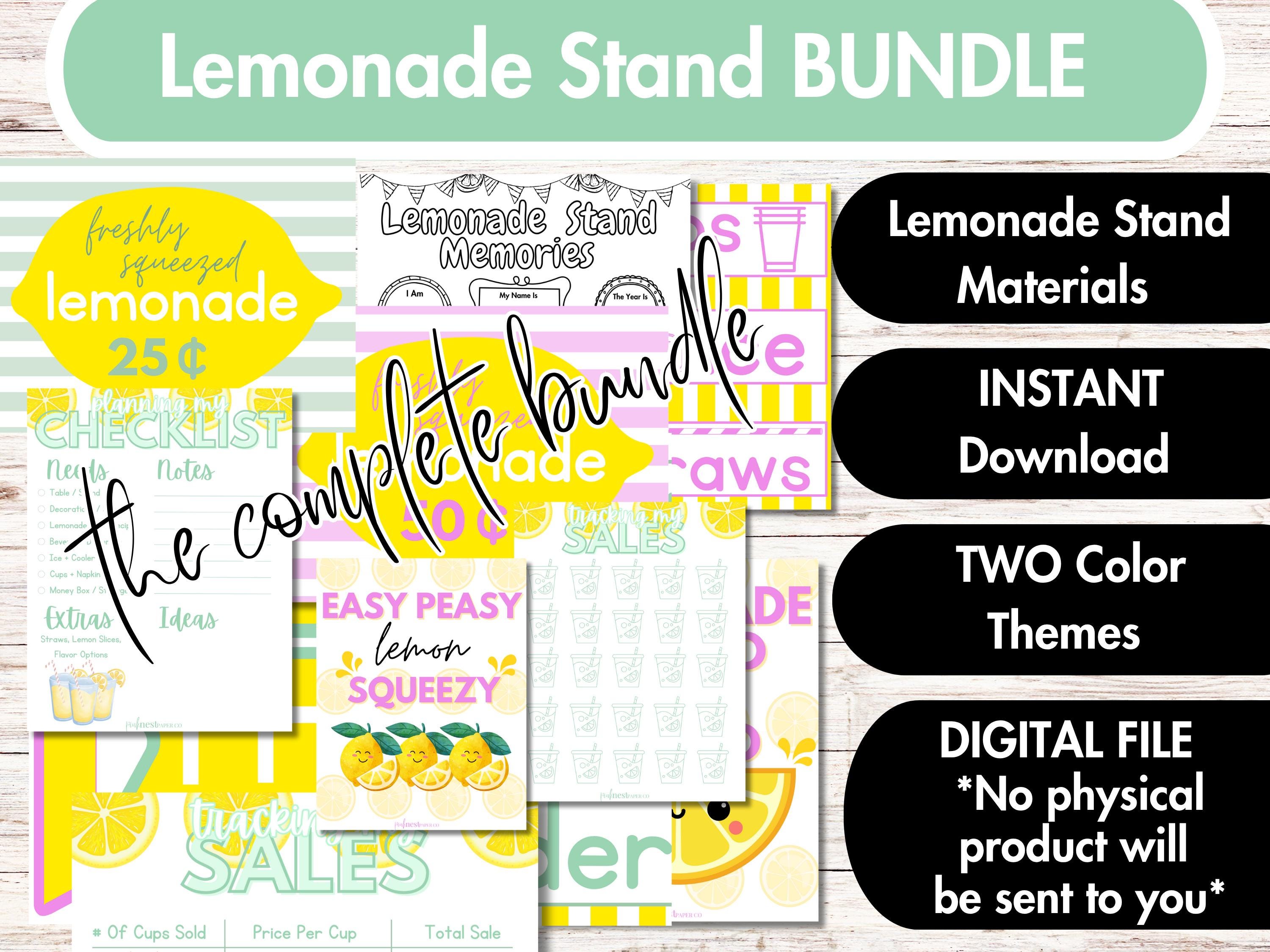 Deluxe Lemonade Stand Kit for Kids – Printable Signs, Labels, Banner ...