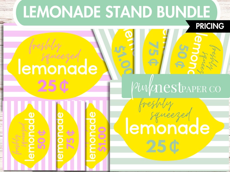 Lemonade Stand Materials | PRINTABLE SET | Checklist, Banners, Sales ...