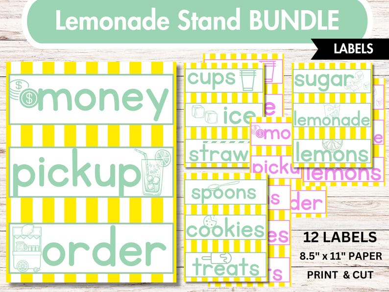 Deluxe Lemonade Stand Kit for Kids – Printable Signs, Labels, Banner ...