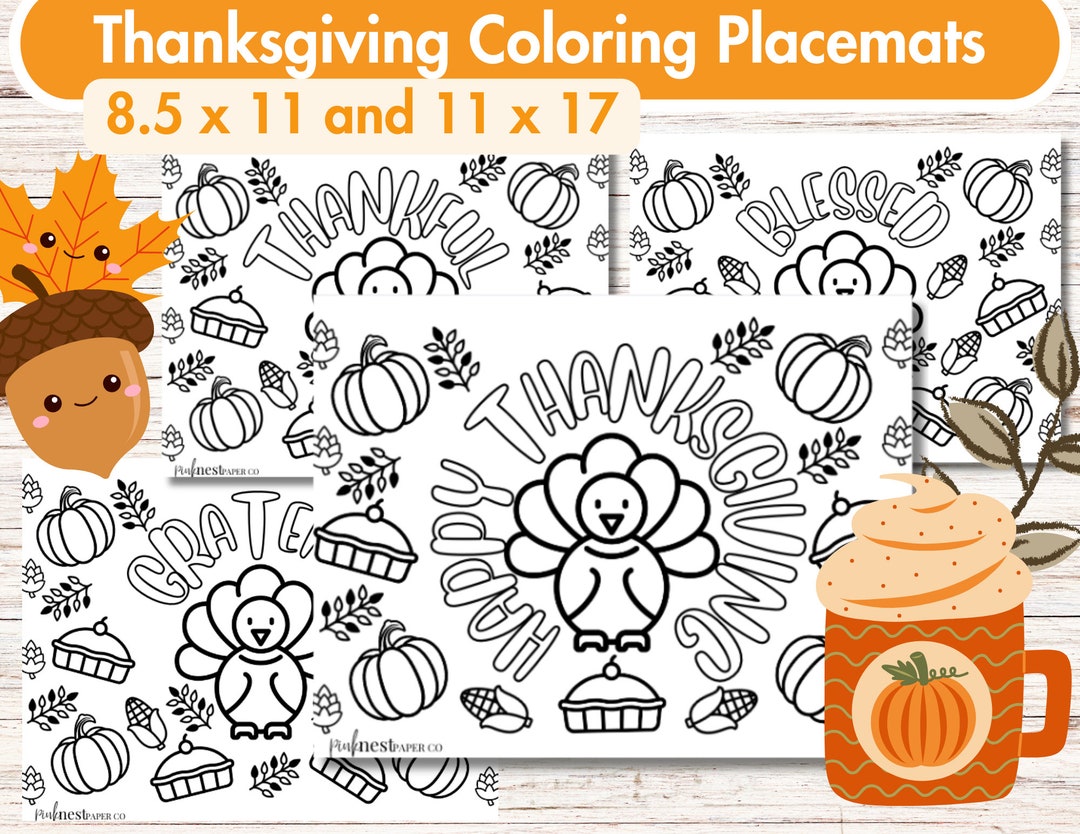 Thanksgiving Placemats for Kids (5 Different Placemats) | Coloring ...