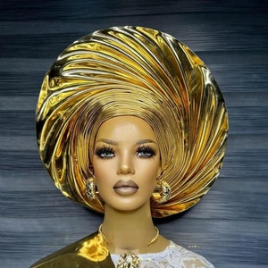 Metallic Gold Gele,bridal Dress in Nigeria, Wedding Guest Attire ...