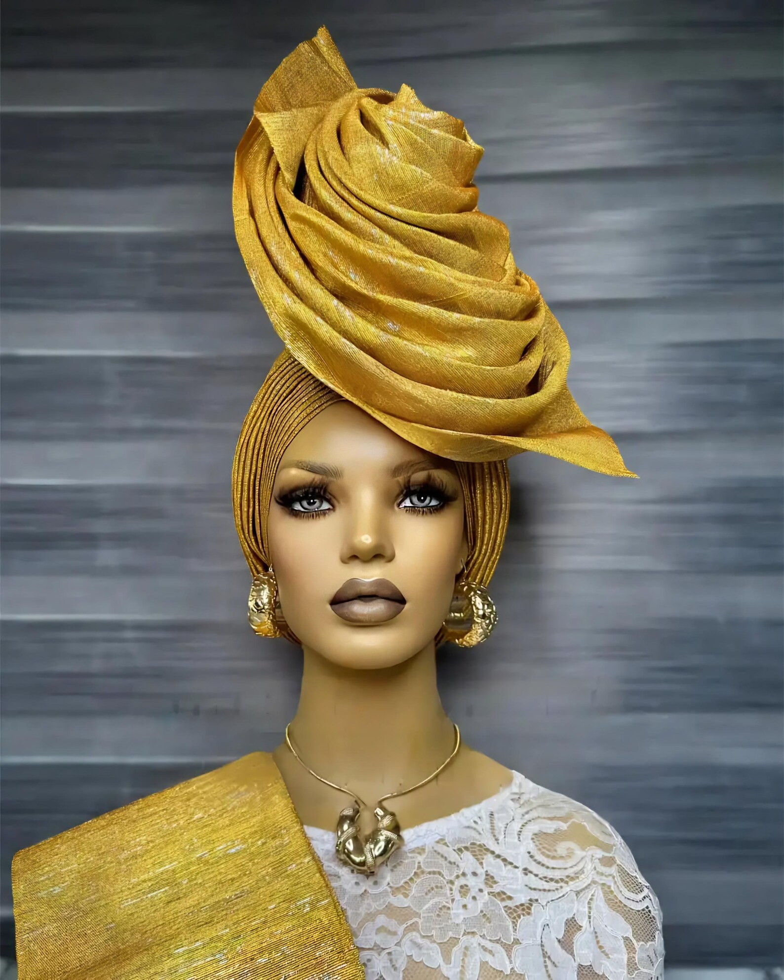 Gold Gele, Nigerian Gele, Ready to Wear Gele, African Hat, Traditional ...