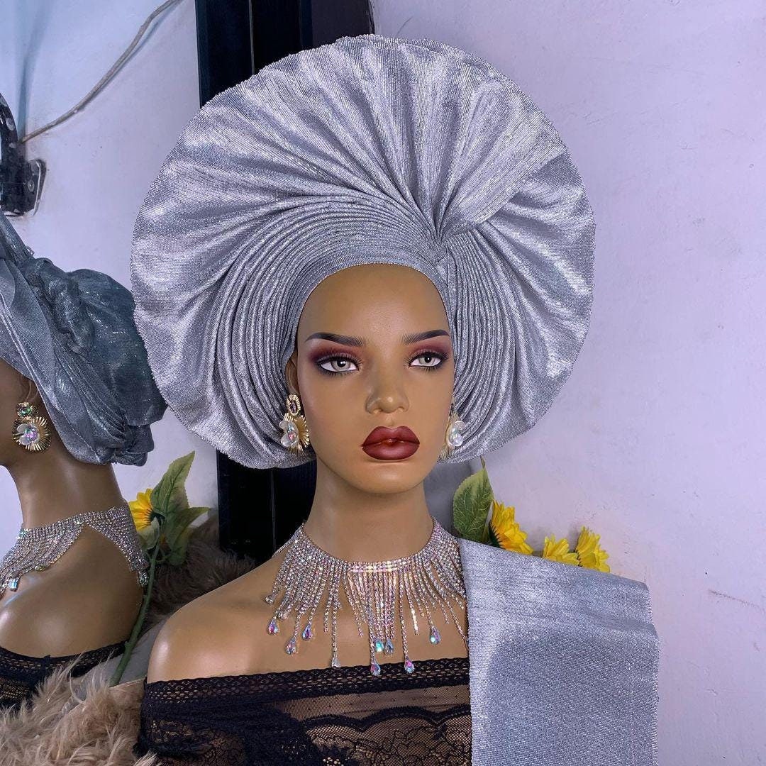 Blue Sego Gele, African Autogele, Ready to Wear Gele, African Hat ...