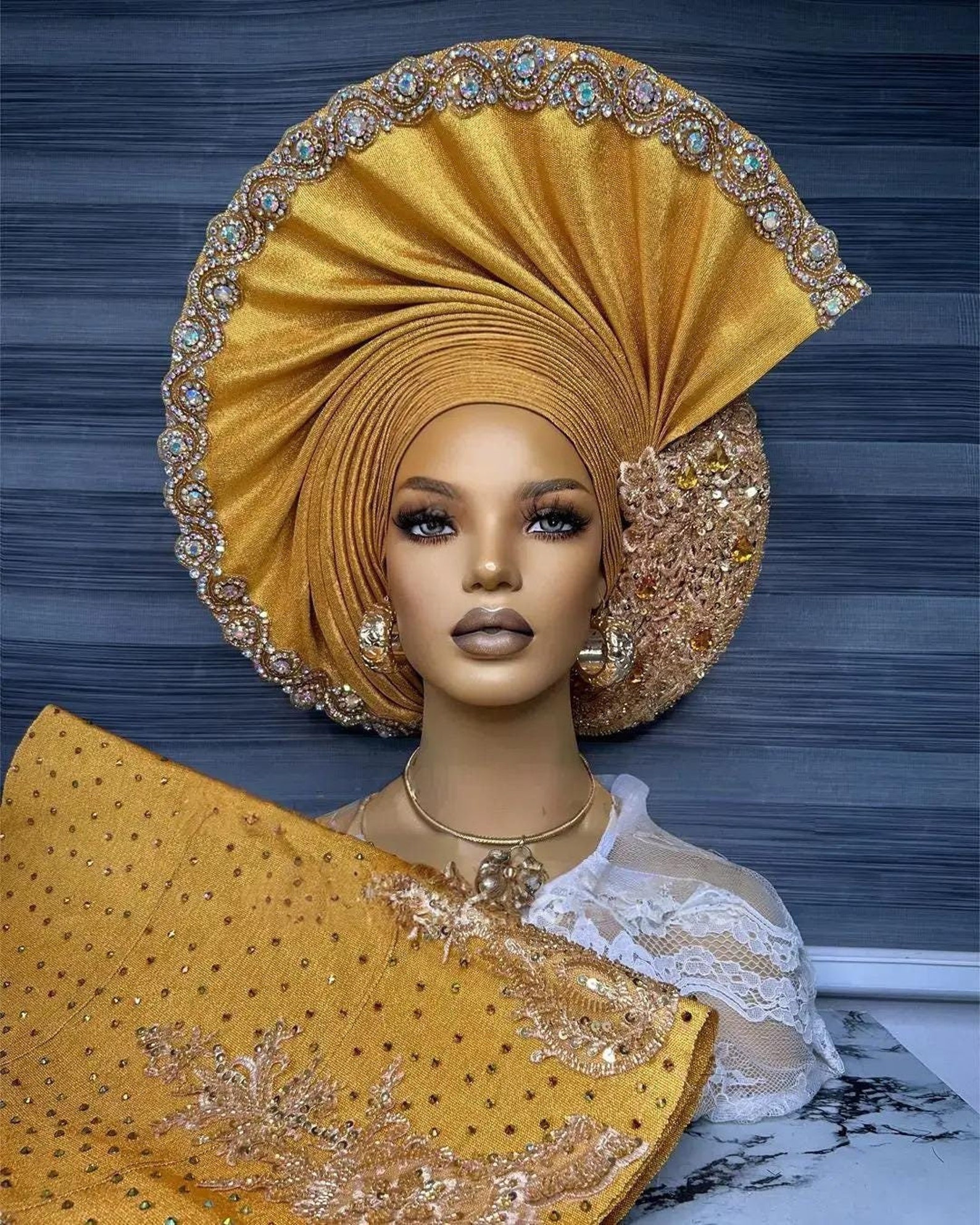 Gold Gele, Nigerian Gele, Ready to Wear Gele, African Hat, Traditional ...