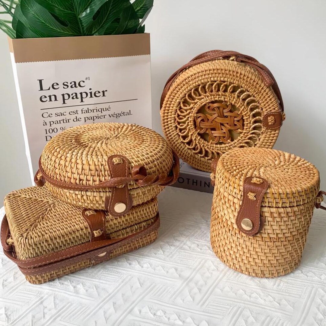 Handmade Woven Basket| Woven Rattan Bag Storage Box Storage Basket ...