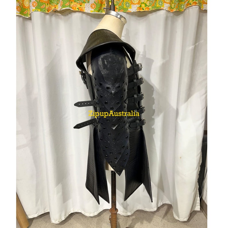 Genuine Leather Black Crocodile Texture Skin Cow Leather Armor - Etsy
