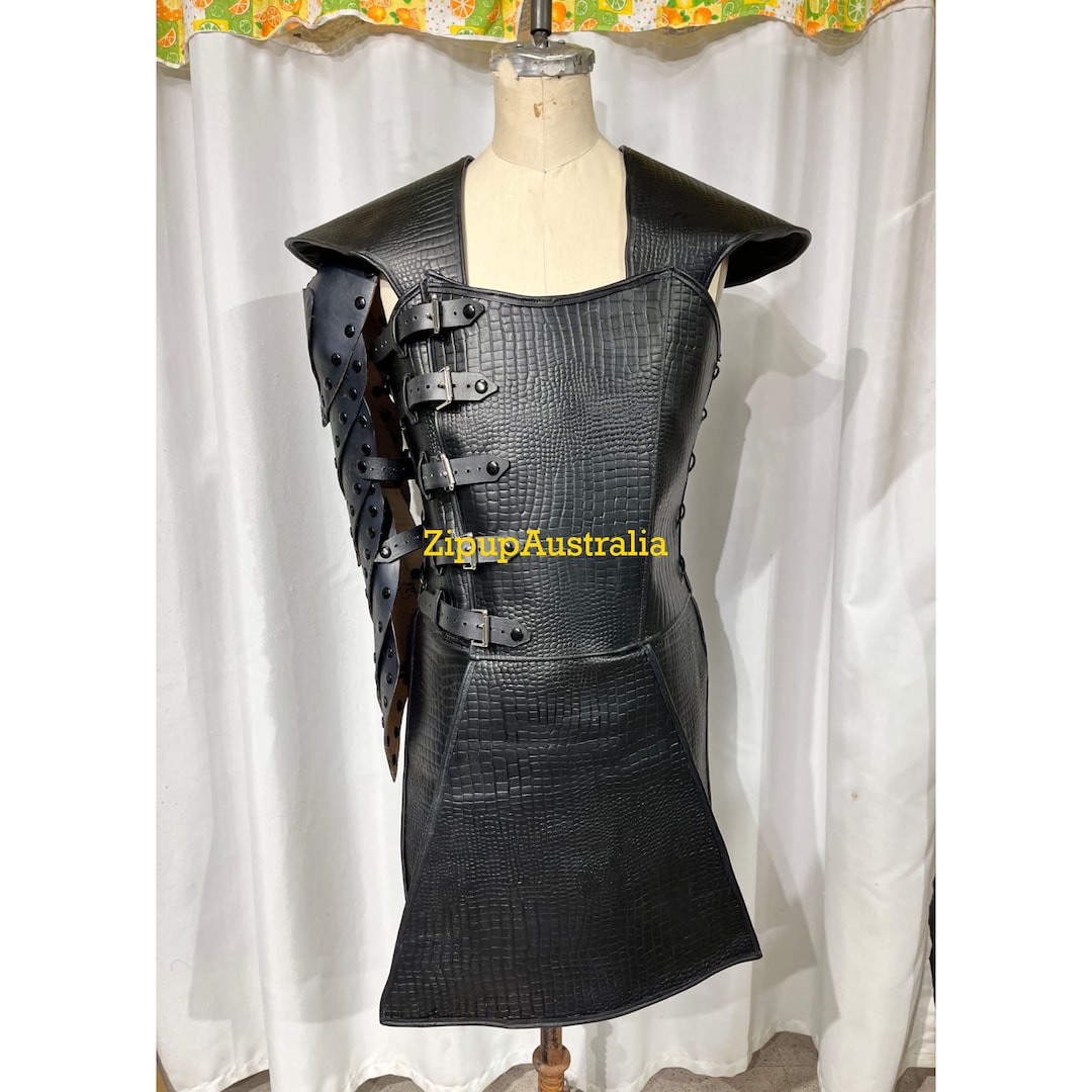 Genuine Leather Black Crocodile Texture Skin Cow Leather Armor Medieval ...