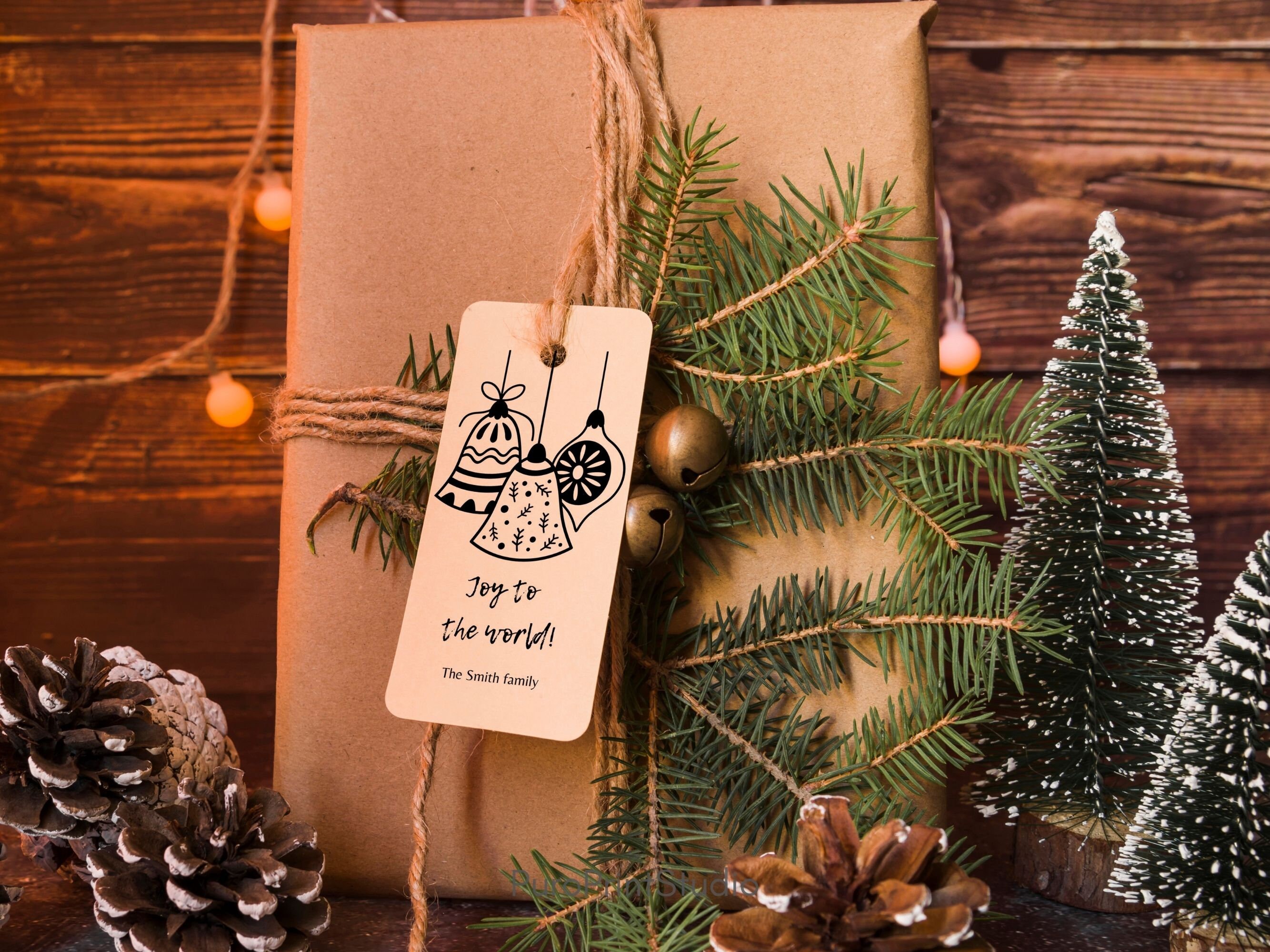 Printable Ornament Christmas Gift Tags in Black and White, Set of 6 ...