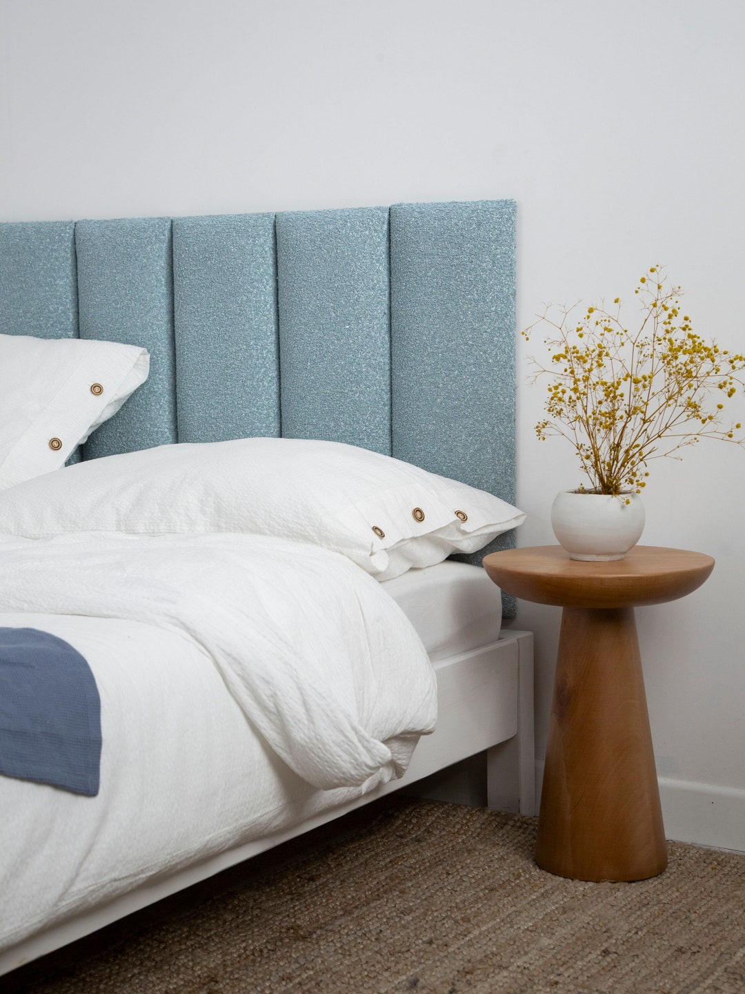 Light Blue Boucle Wall Panel Textured Upholstered Soft - Etsy