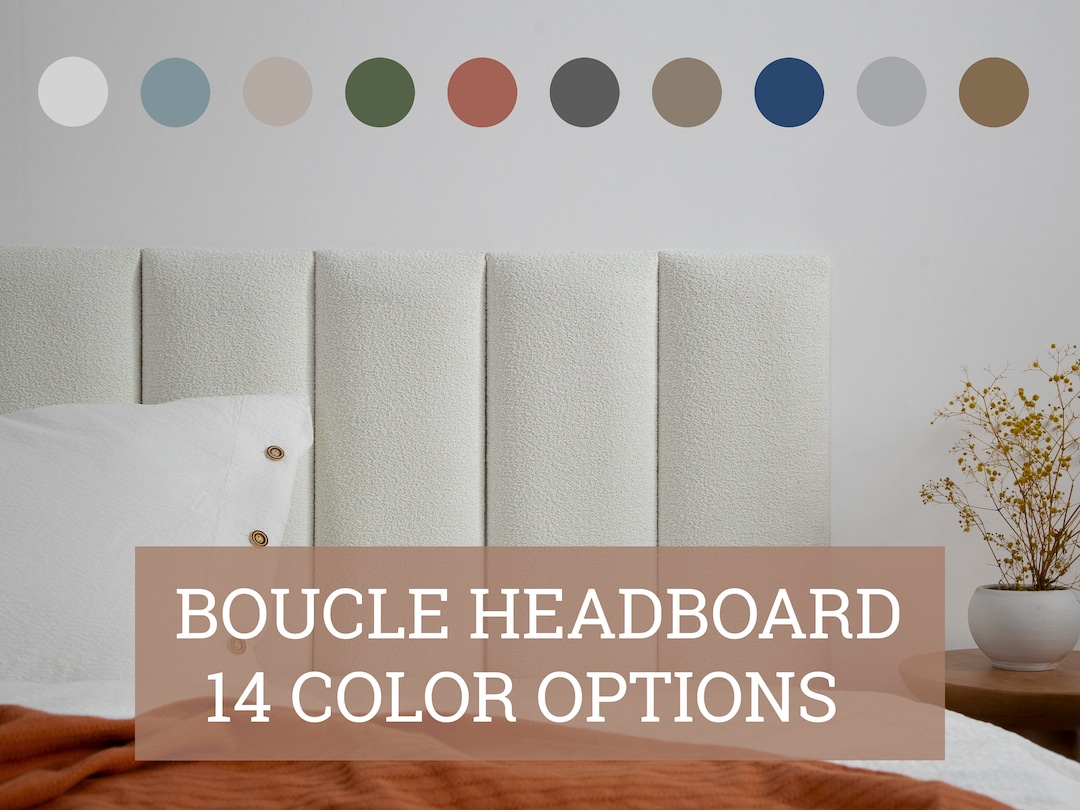 Boucle Headboard Panel Textured Upholstered Boho Headboard Panel 14 ...