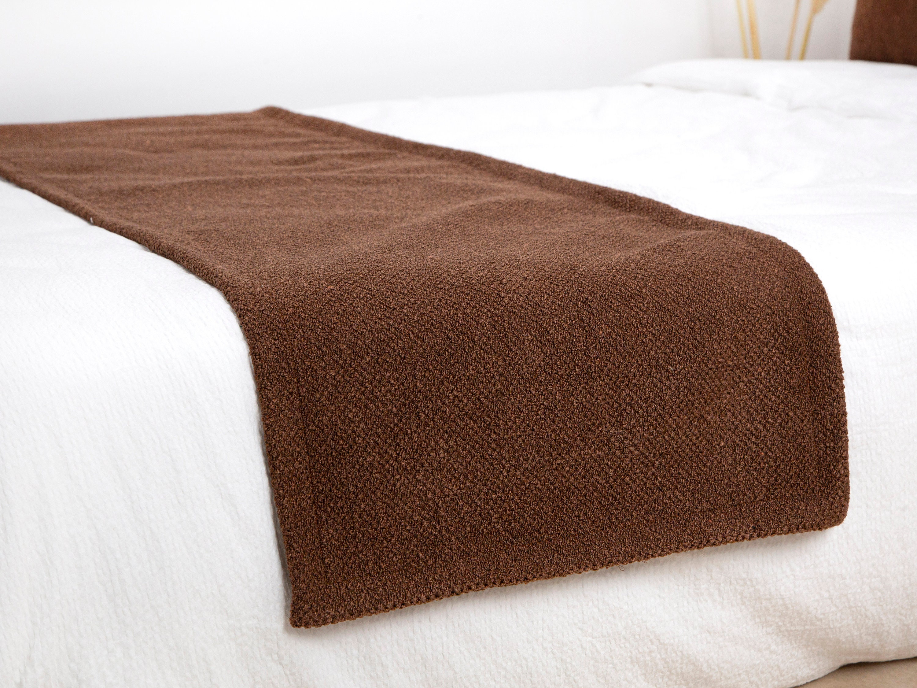 Brown Bed Runner Set Boho Maroon Brown Runner Brown Long Lumbar Pillow ...