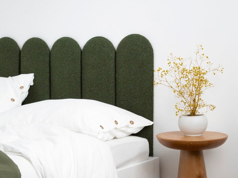 Green Boho Wall Panel Green Boucle Headboard Panel - Etsy