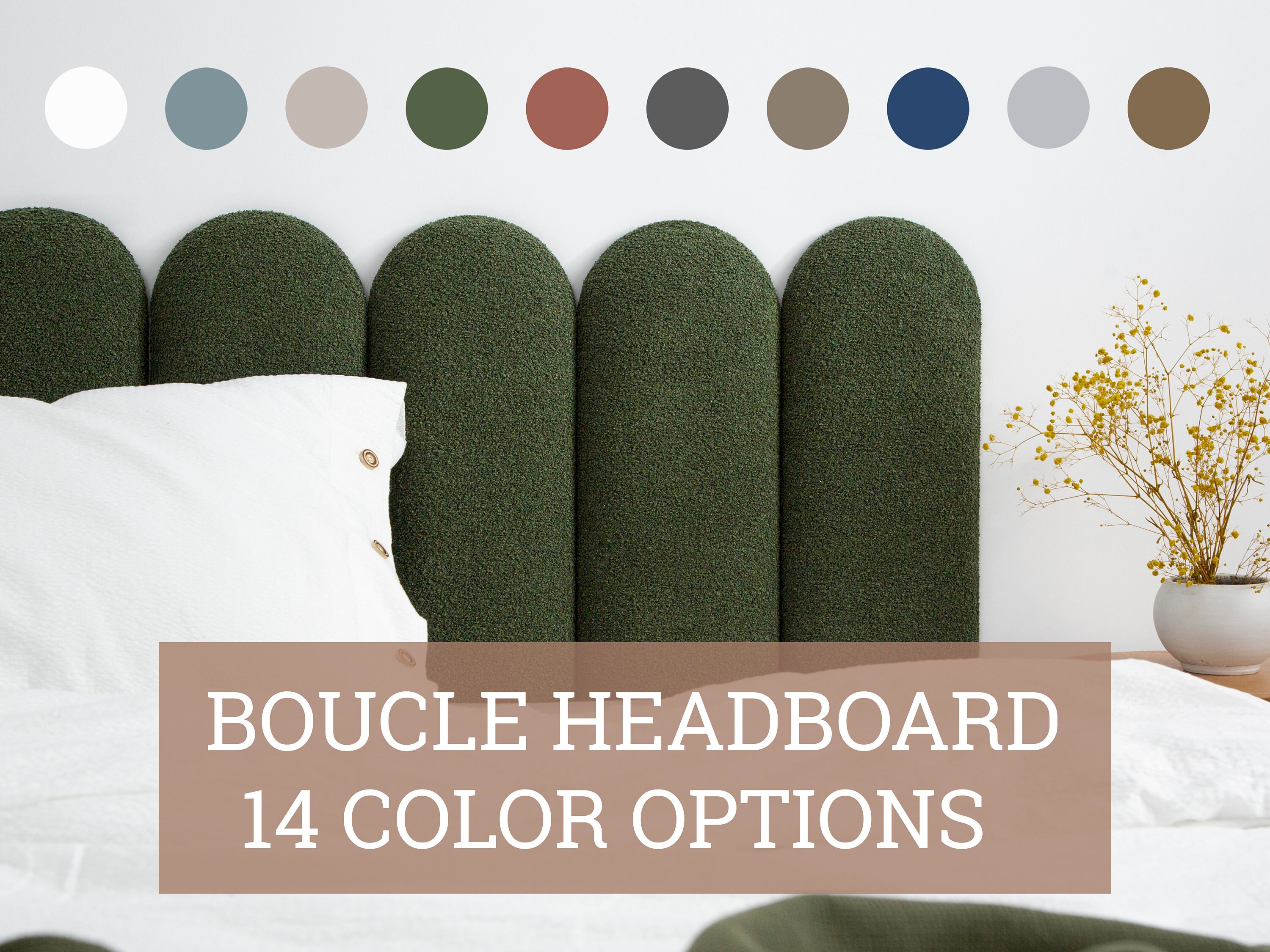 Boucle Headboard Panel Textured Upholstered Boho Headboard Panel 14 ...