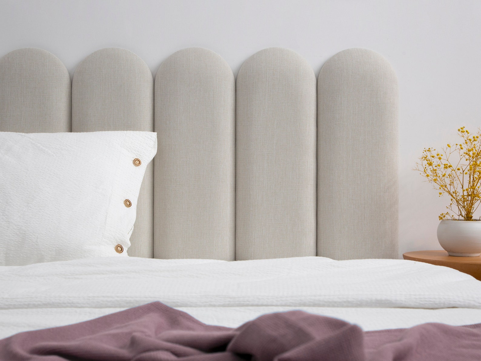 Cream Linen Headboard Panel • Upholstered Soft Wall Panel • Neutral ...