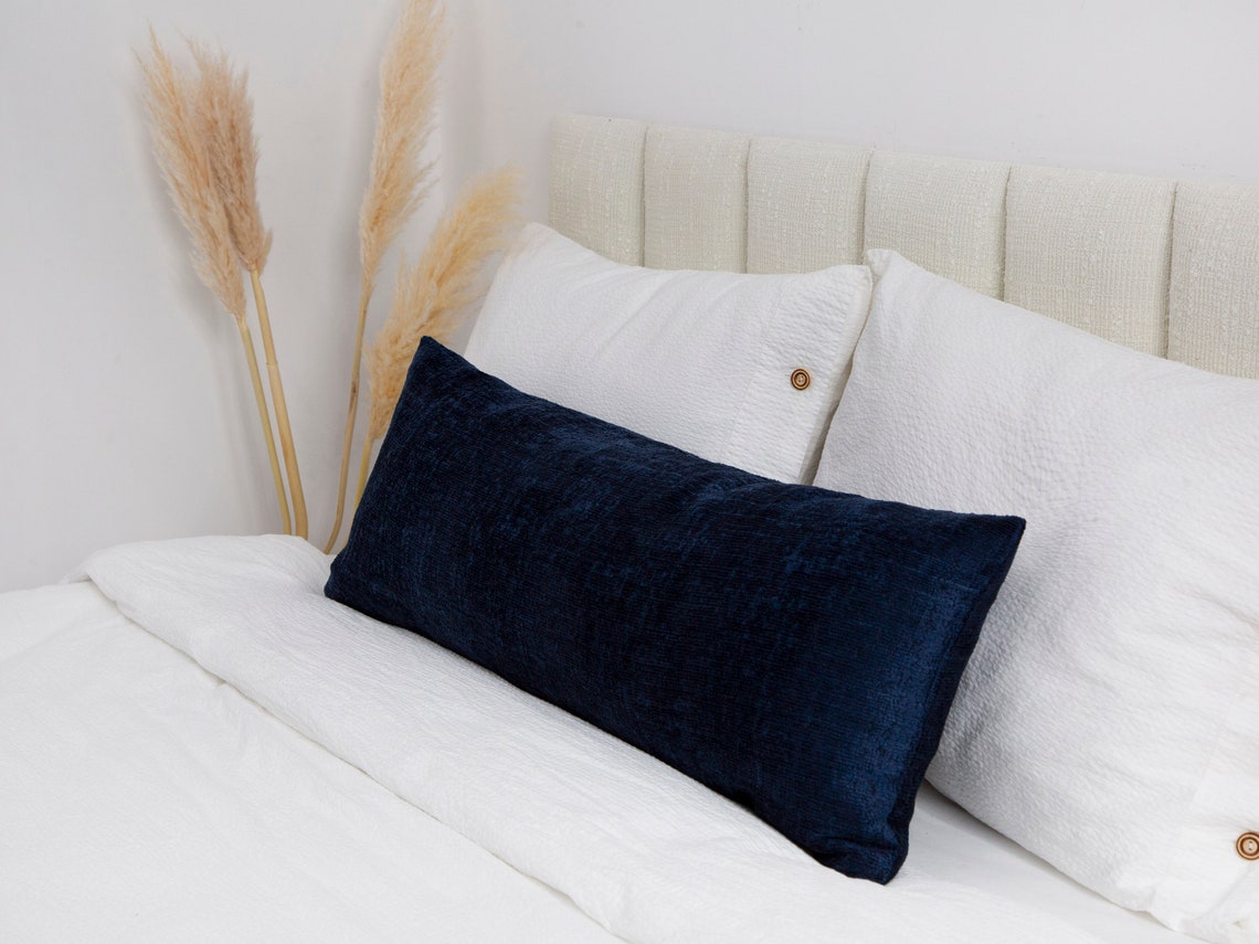 Navy Long Pillow Cover Navy Blue Extra Long Lumbar Pillow Cover Dark ...