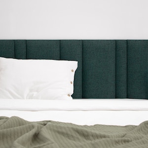 Dark Green Designer Headboard • Linen Headboard Panel • Upholstered ...