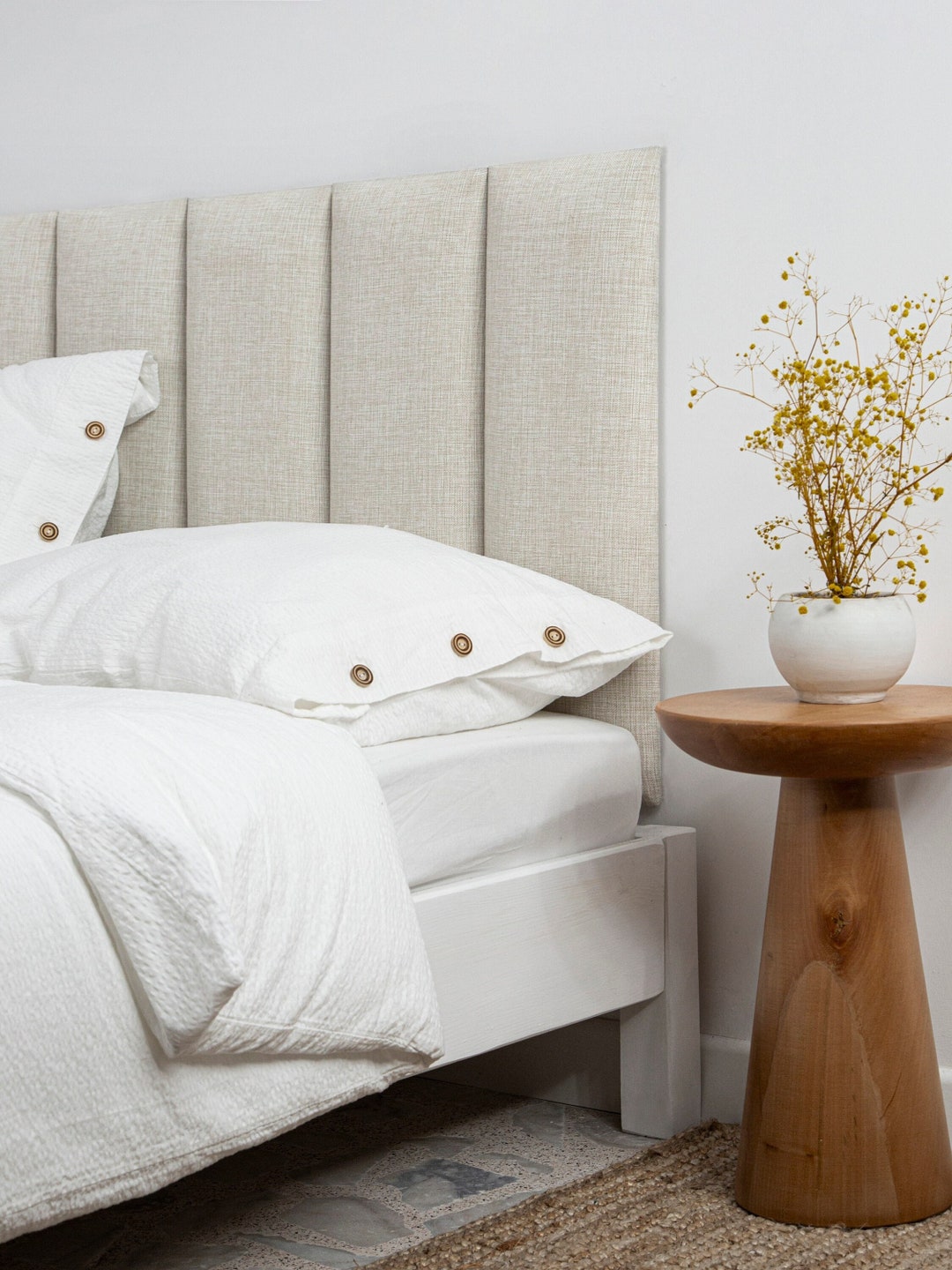 Neutral Linen Headboard Panel: Upholstered Boho Wall Decor - Etsy