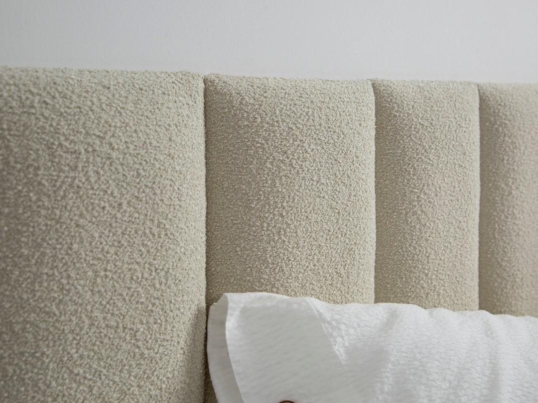 Neutral Boho Headboard Panel • Textured Upholstered Soft Boucle Wall ...