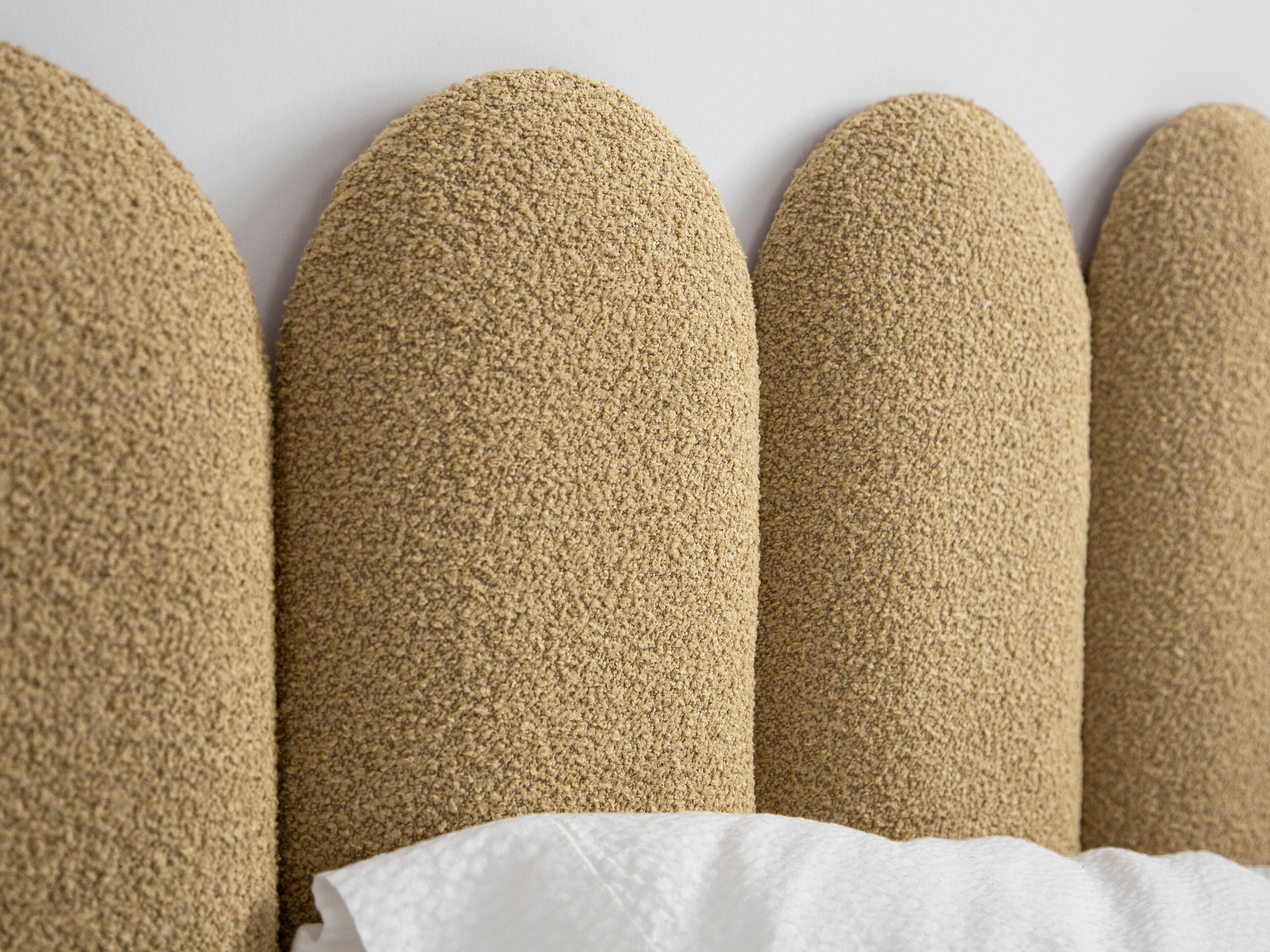 Beige Boucle Headboard Panel Textured Upholstered Soft Wall Panel Boho ...