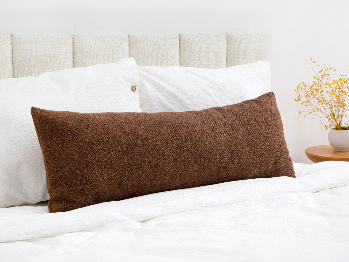 Brown Bed Runner Set Boho Maroon Brown Runner Brown Long Lumbar Pillow ...