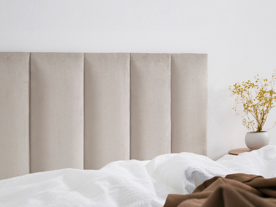 Neutral Velvet Headboard Panel: Upholstered Padded Wall Boards - Etsy