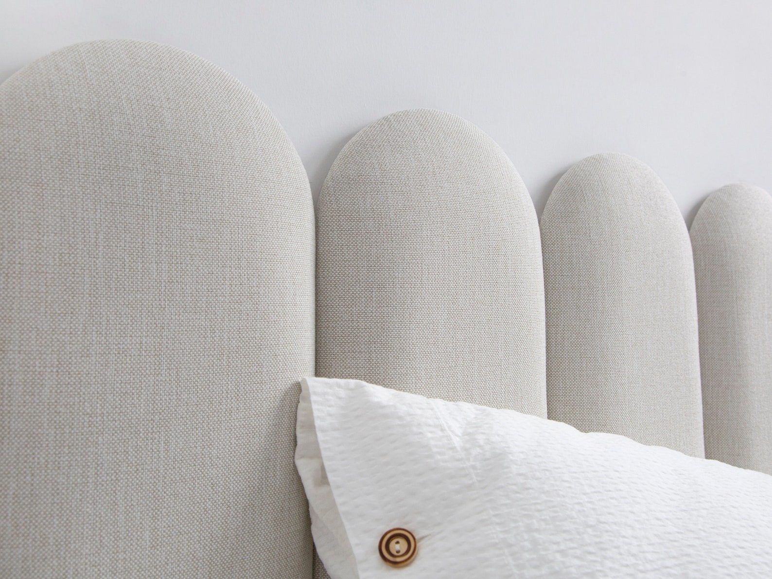 Cream Linen Headboard Panel • Upholstered Soft Wall Panel • Neutral ...