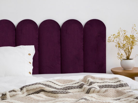 Purple fabric headboard store