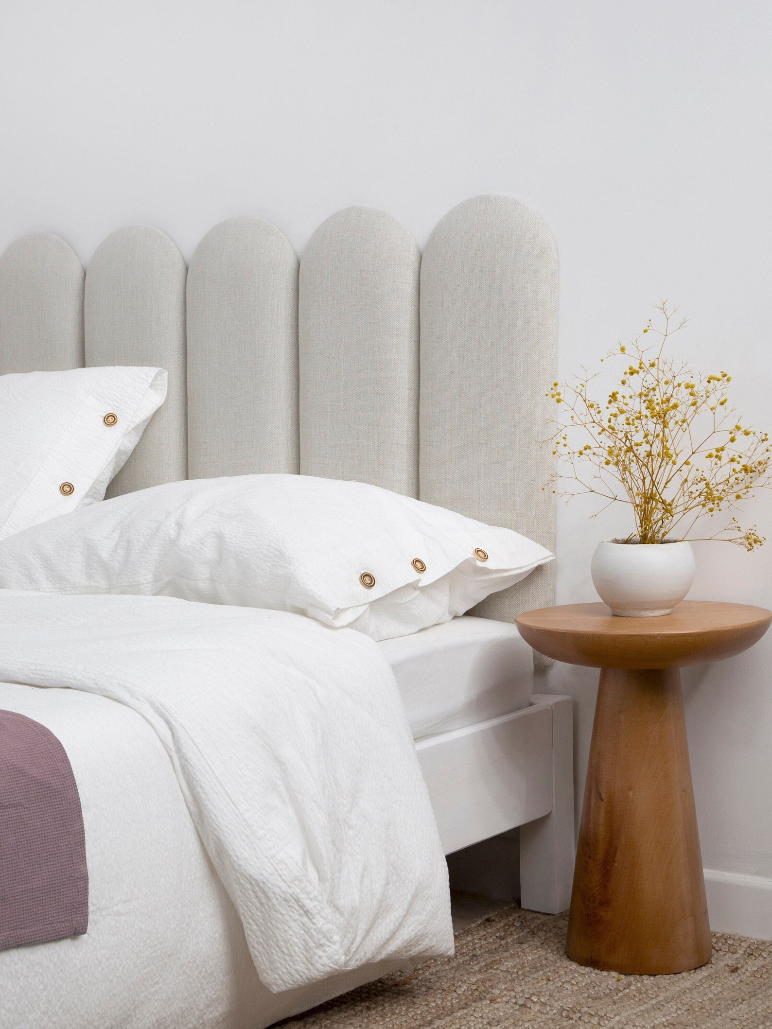 Cream Linen Headboard Panel • Upholstered Soft Wall Panel • Neutral ...