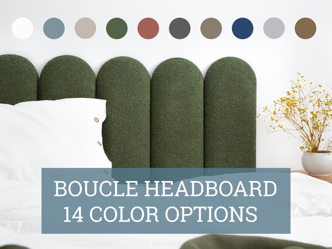 Boucle Upholstered Headboard Panel Set: Round Finish, 14 Colors - Etsy