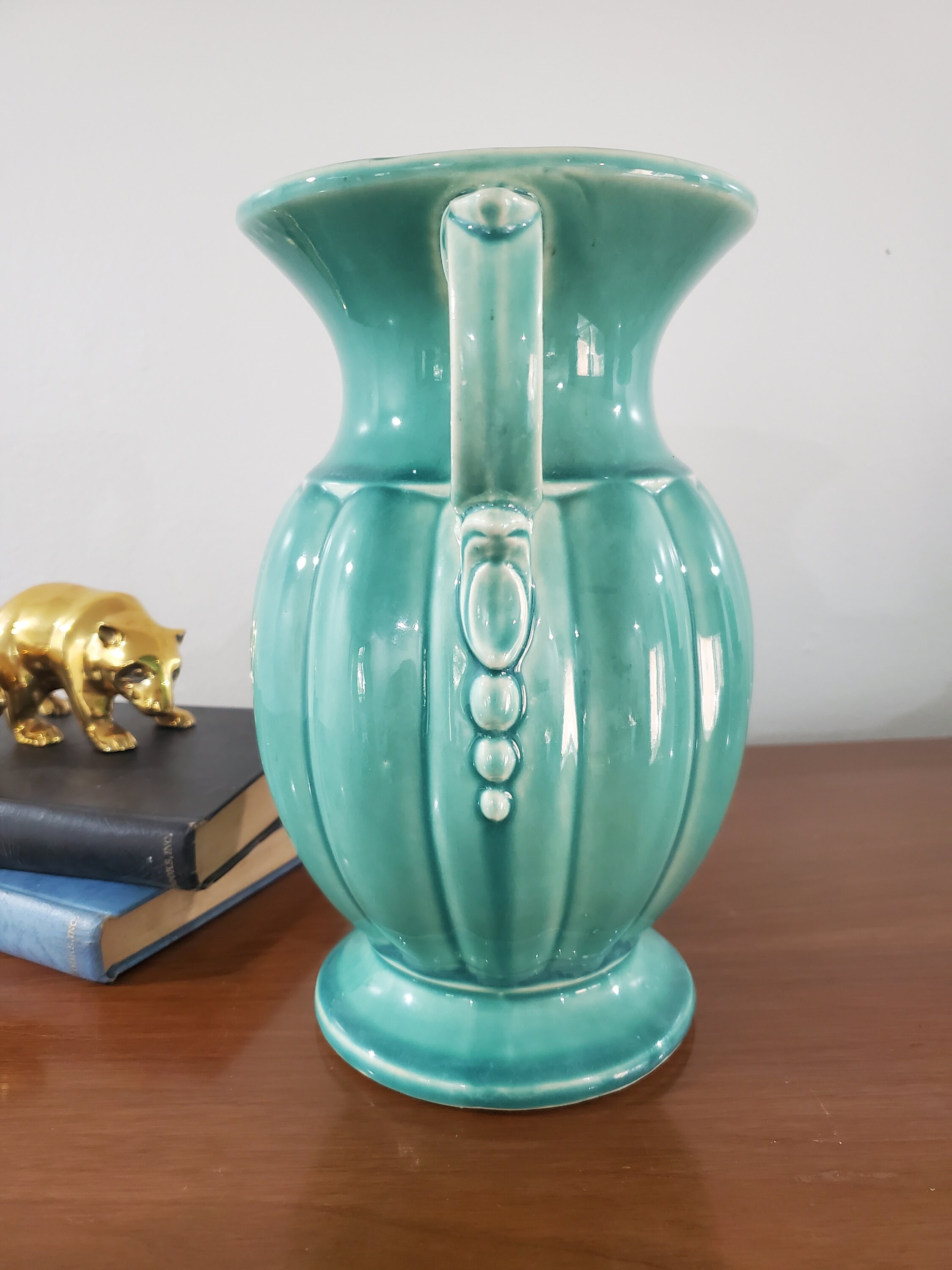 Mccoy Turquoise Urn Shaped Vase - Etsy