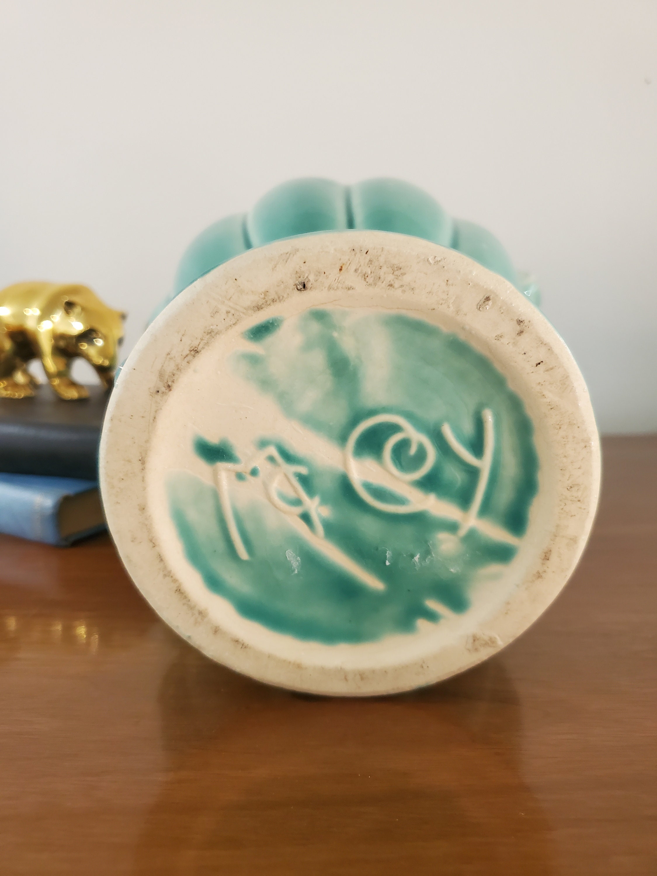 Mccoy Turquoise Urn Shaped Vase - Etsy