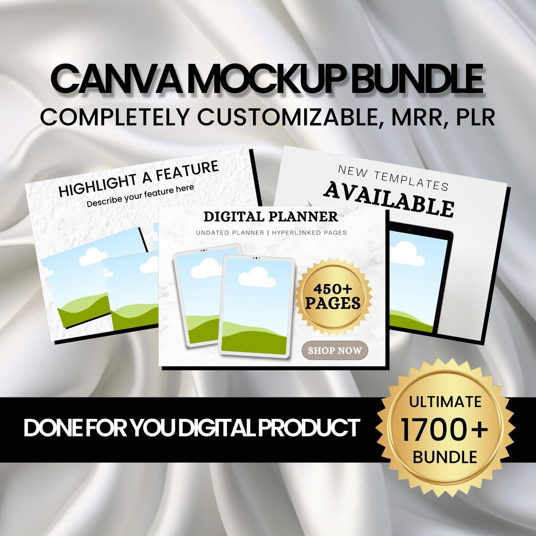 Premium Canva Mockup Template Bundle: PLR Digital Products With Master ...