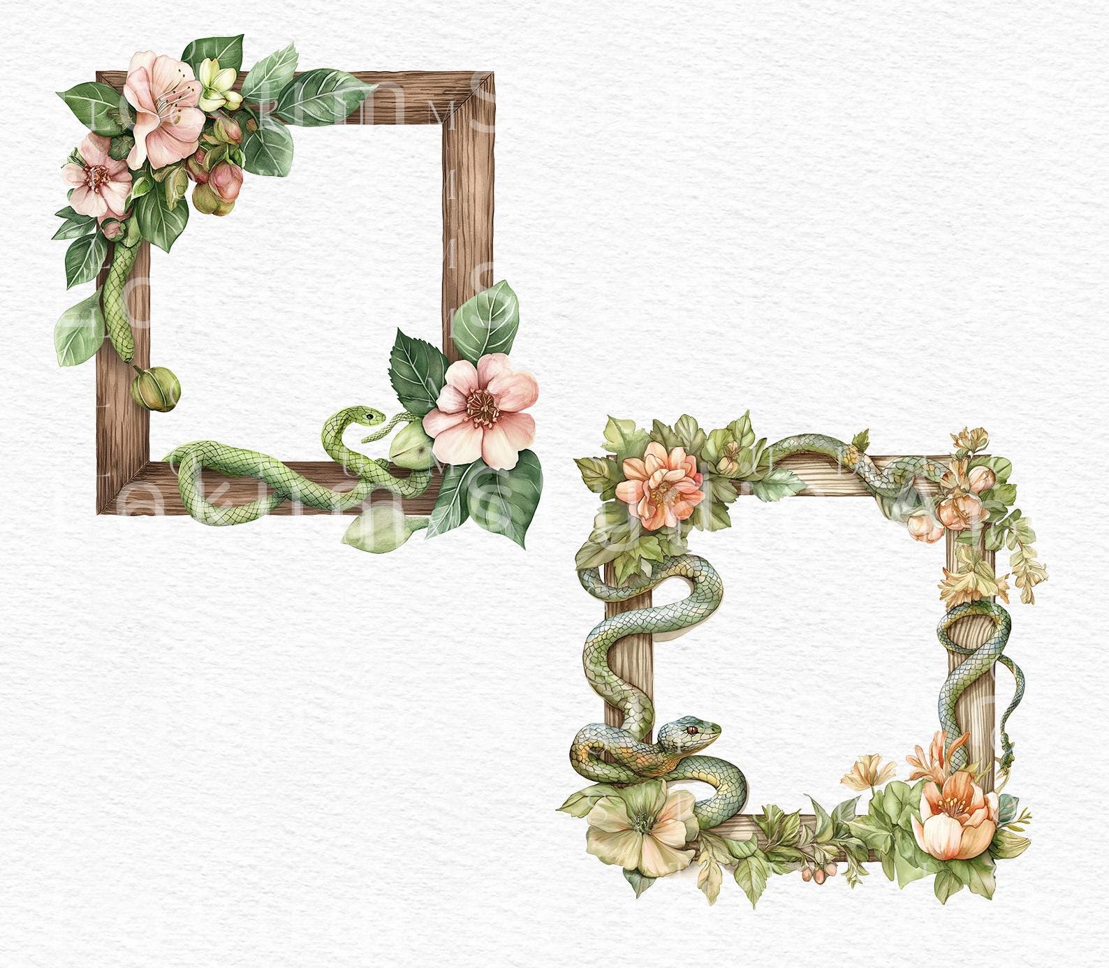 Cozy Vintage Snake Frames Natural Kundalini Spiritual Clip Art Graphics ...