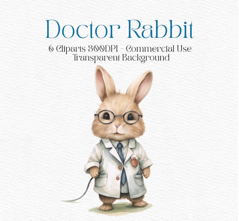 Watercolor Doctor Rabbit, Cute Doctor Baby Animal, Nursery Wall Art ...