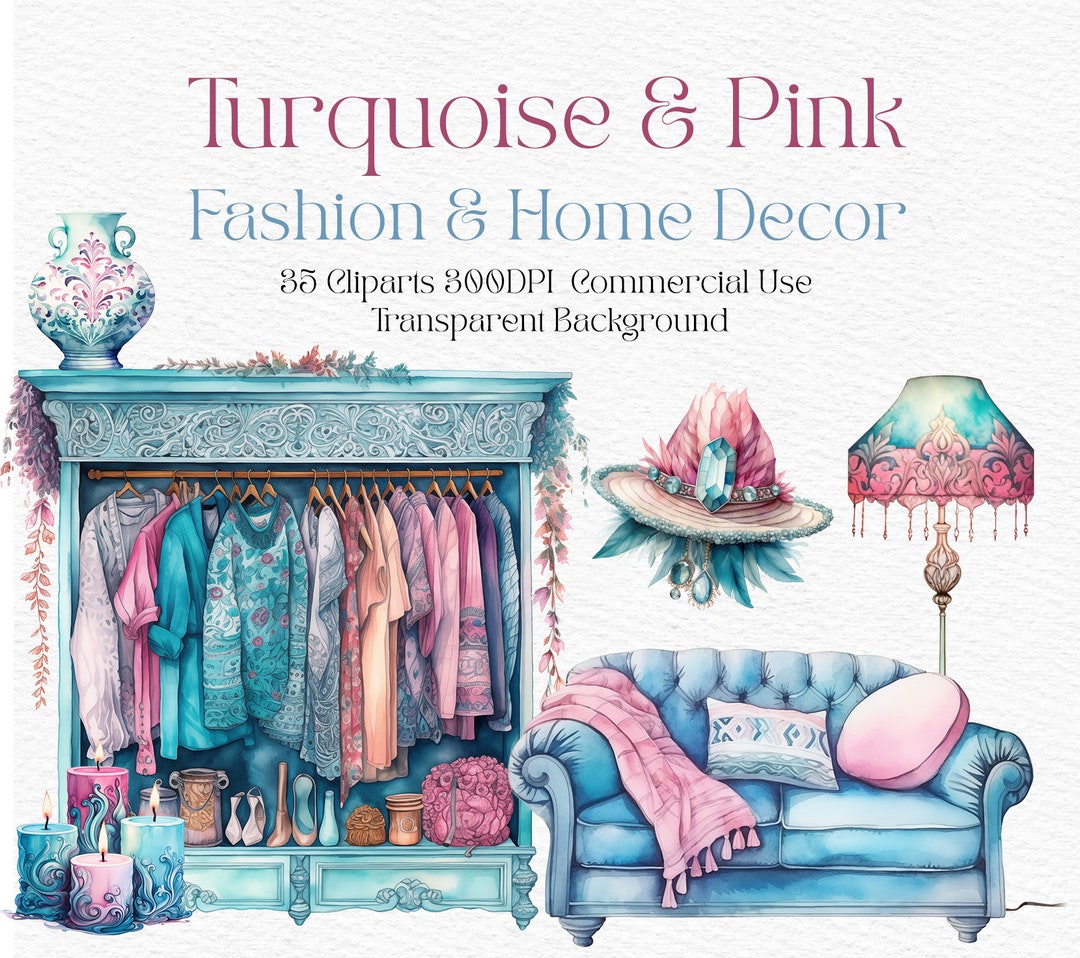 Watercolor Pink Bohemian Cozy House PNG Clipart Boho Turquoise Clipart ...