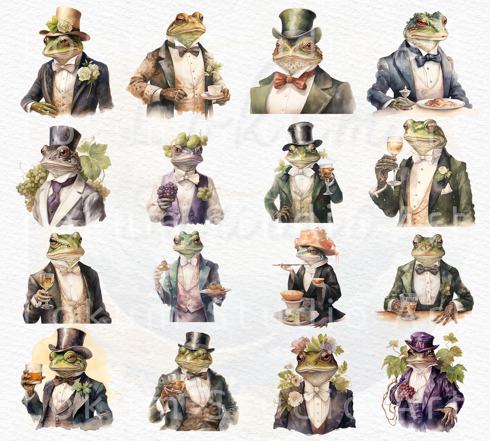 Victorian Frog Clipart Bundle Funny Frogs Clip Art Frog Vintage PNG ...