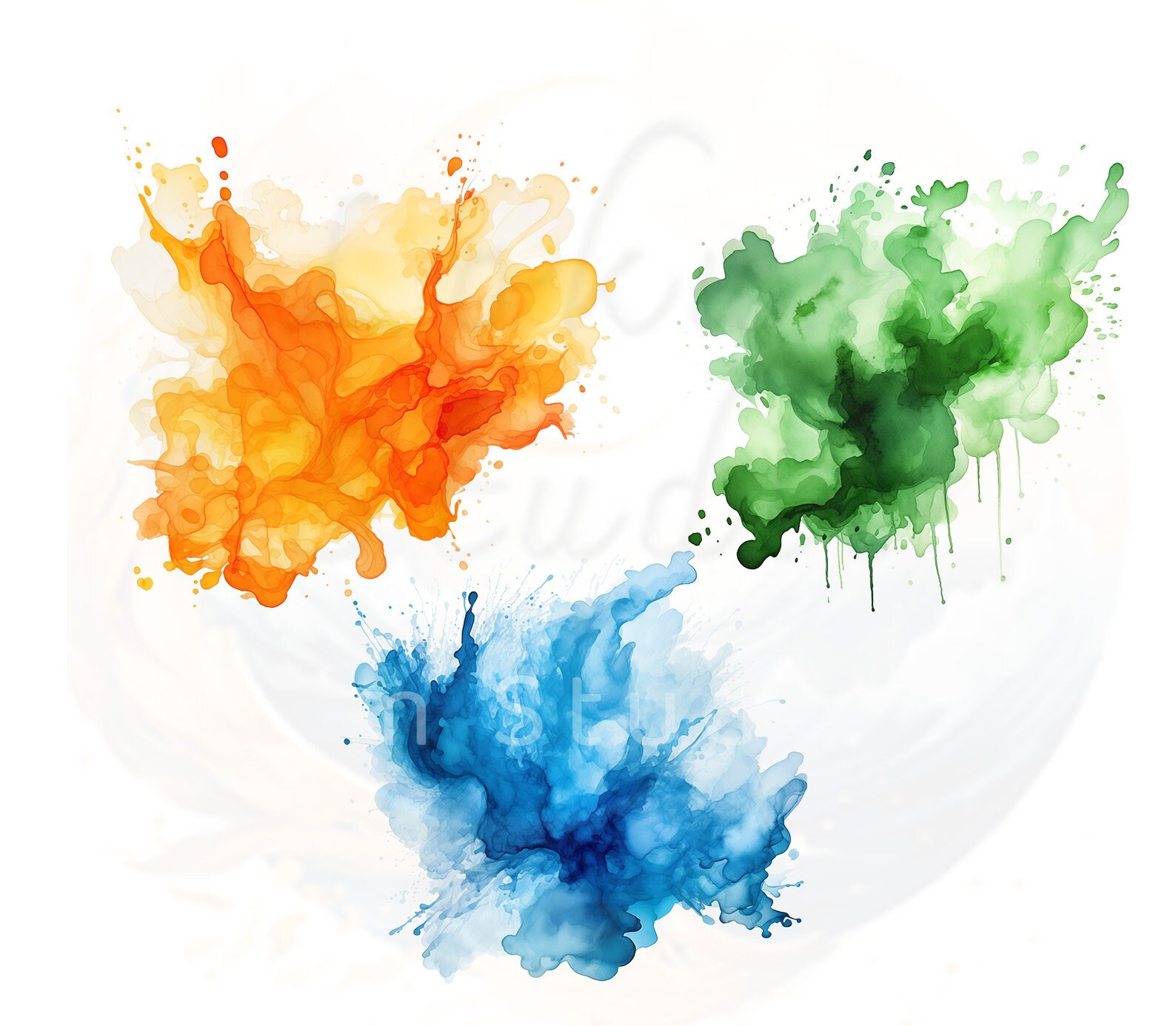 Watercolor Splashes Clipart Color Splash Clip Art Pastel Brush Strokes ...