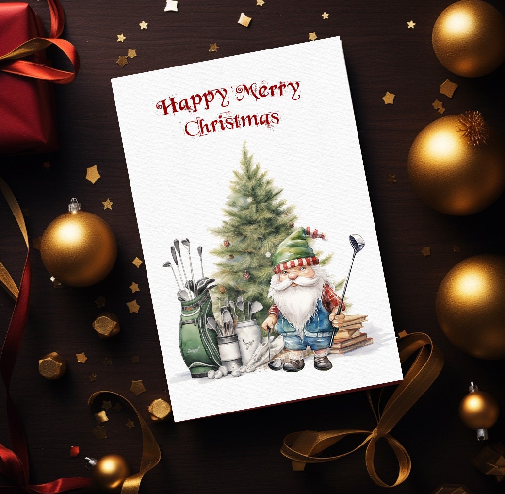 Christmas Gnomes Playing Golf Funny Clip Art Artful PNG Digital Xmas ...