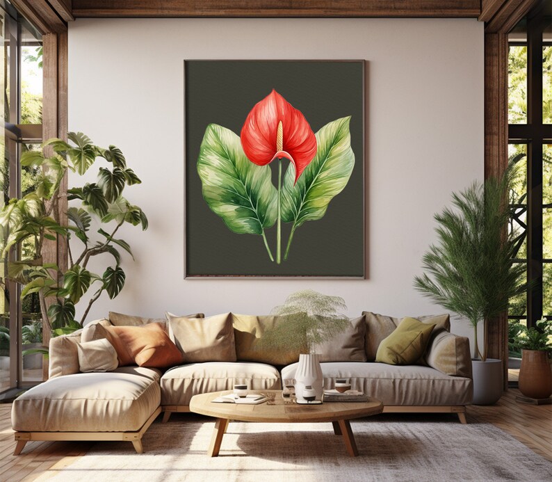 Watercolor Red Flower Anthurium Clipart Digital Download PNG Ceramic ...