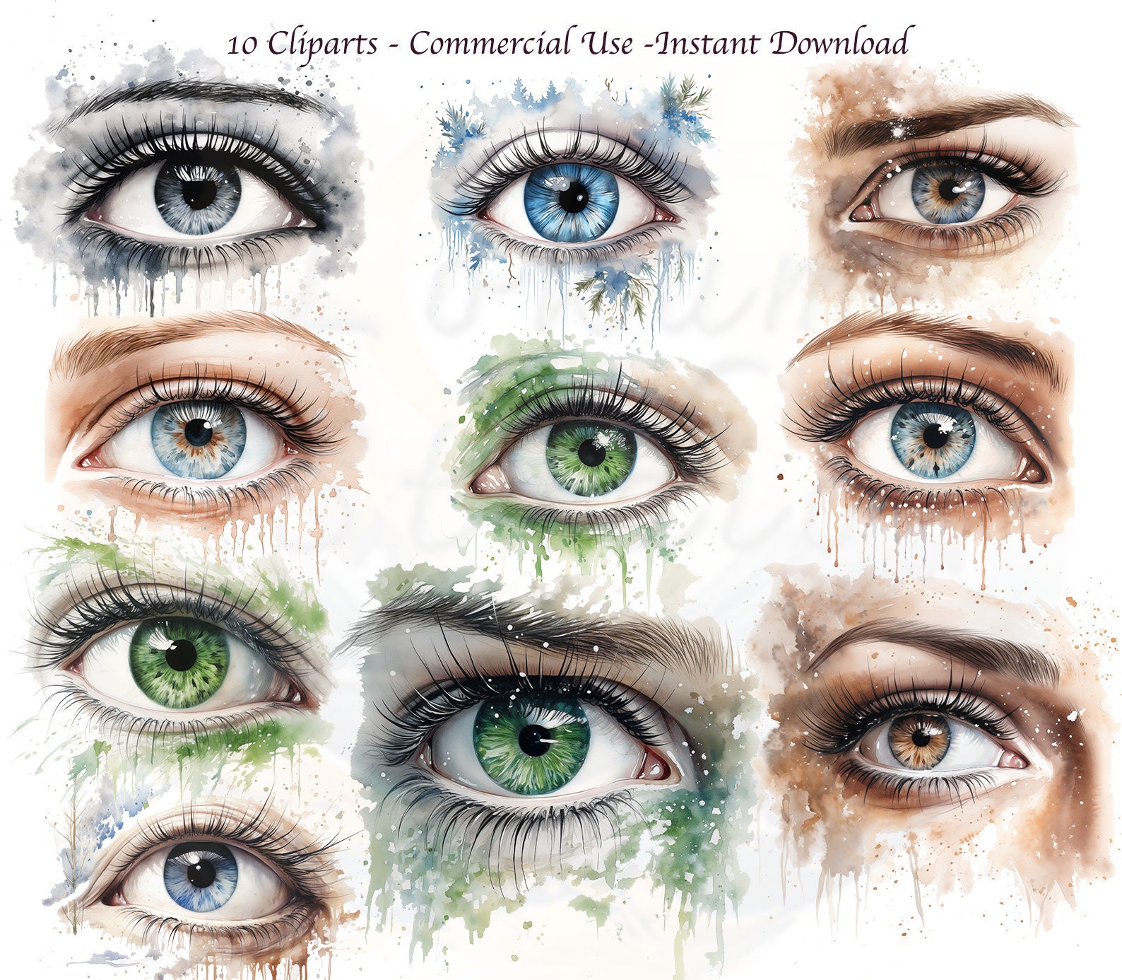 Watercolor Eye Clipart Eyes Clip Art Digital Download Eye Png Beautiful ...