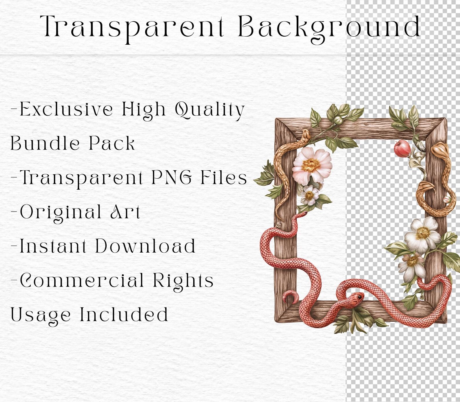 Cozy Vintage Snake Frames Natural Kundalini Spiritual Clip Art Graphics ...